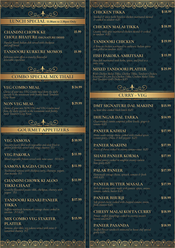 Desi Meal Time - Indian Takeout & Dining Menu